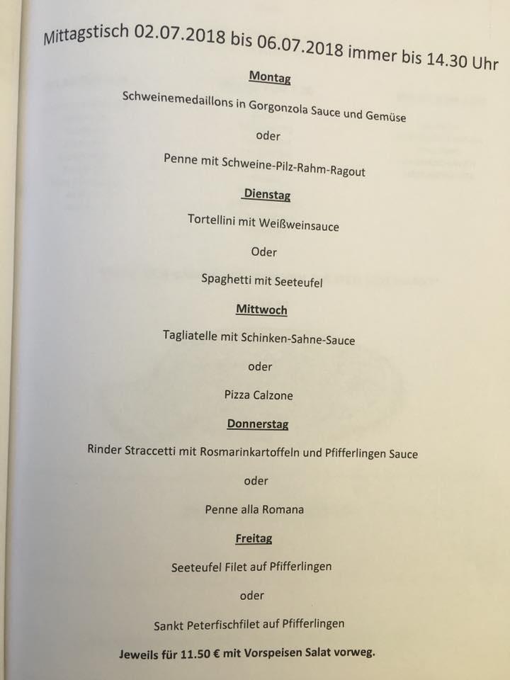 Menu at Villagio restaurant, Konstanz