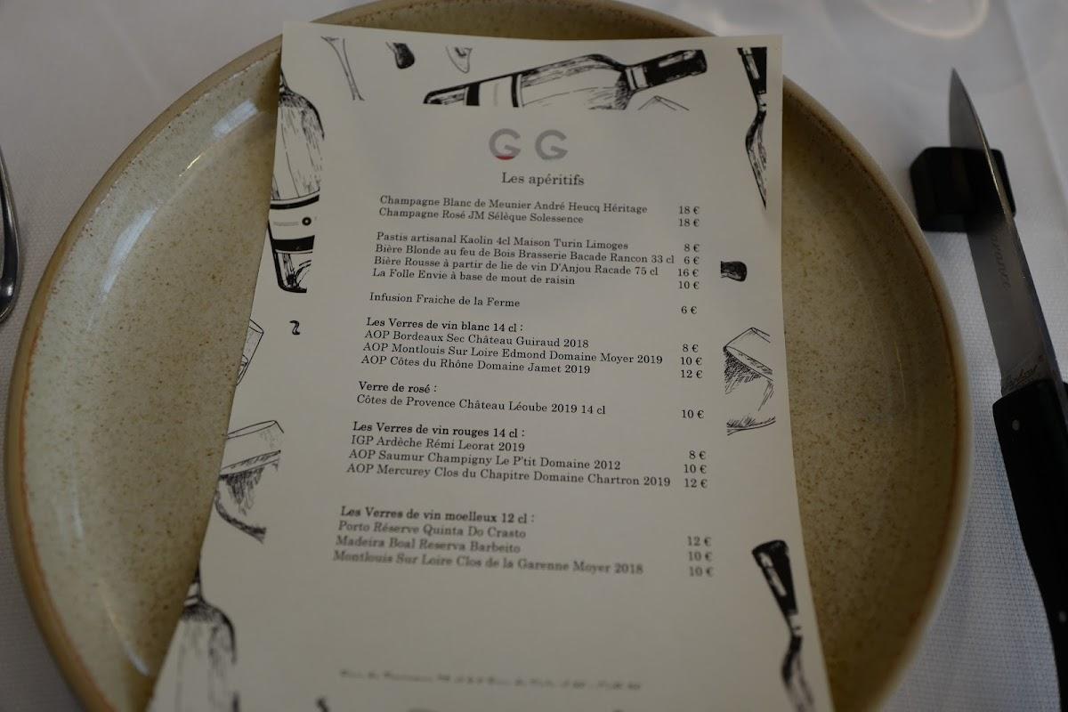 Menu at Garance restaurant, Paris, 34 Rue Saint-Dominique