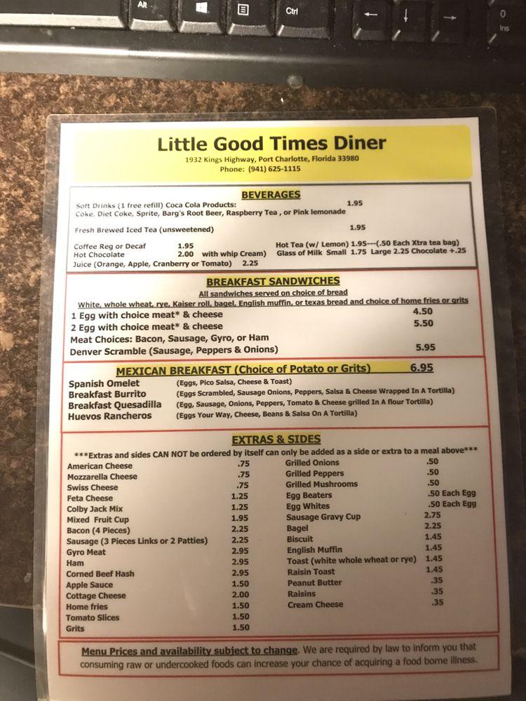 Menu at Little Good Times Diner desserts, Punta Gorda