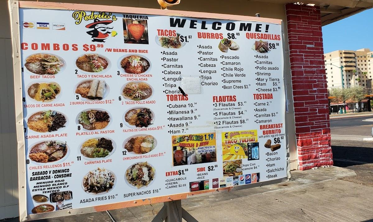 Menu at Pedrito's Mexican Food restaurant, Mesa, 311 W Main St