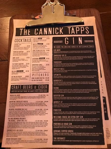 Menu at The Cannick Tapps pub & bar, London