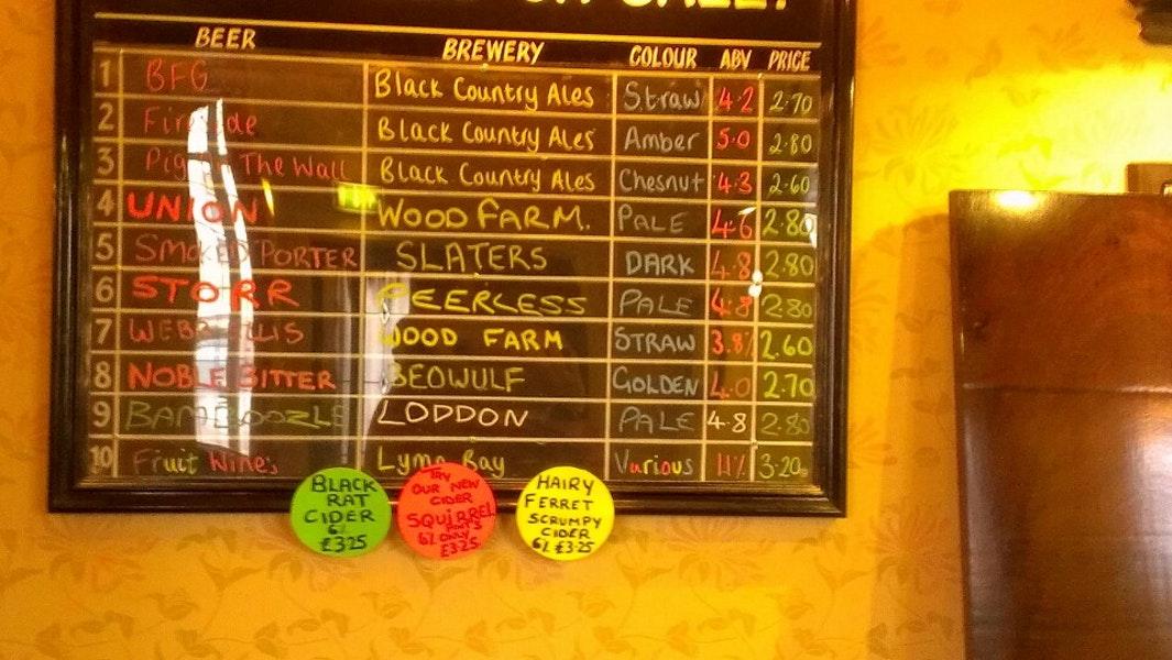Menu at The Rising Sun pub & bar, Tipton