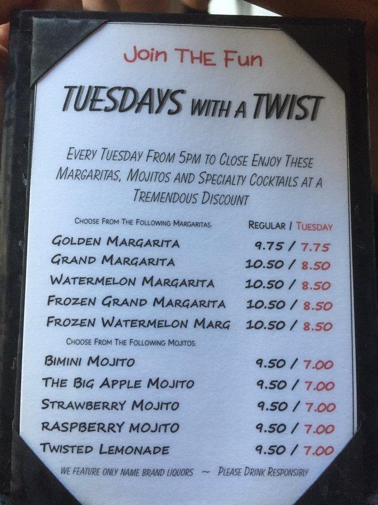 Menu at Bimini Twist steakhouse, West Palm Beach