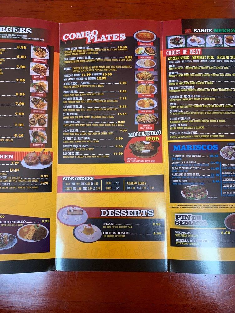 Menu at Los Primos restaurant, Tulsa, N Sheridan Rd