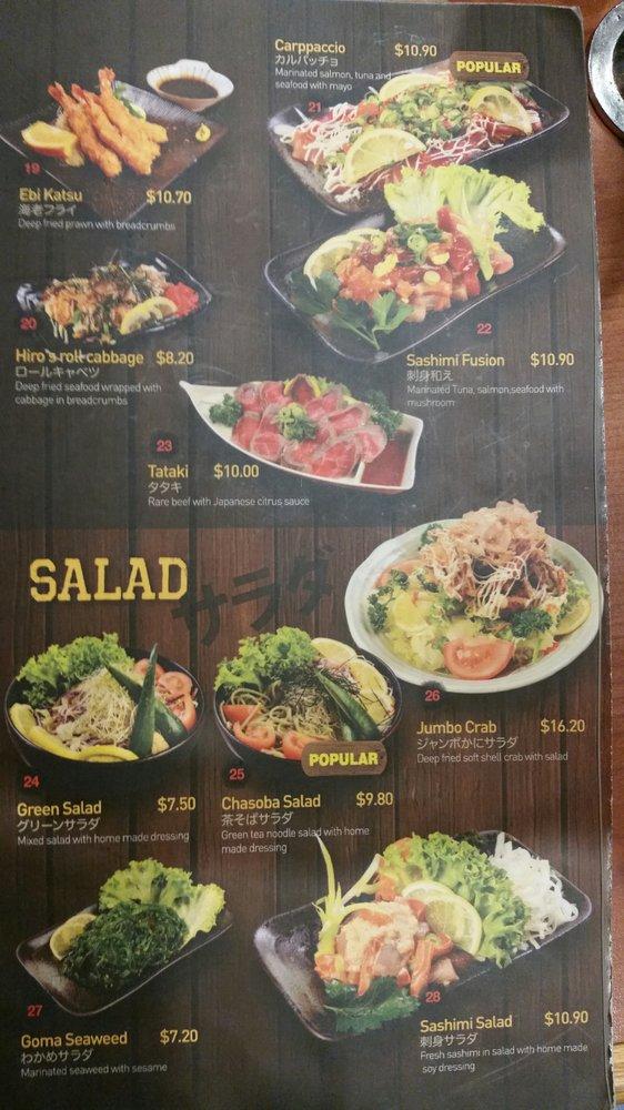 Menu at Sushi Bar Hiro, Beverly Hills