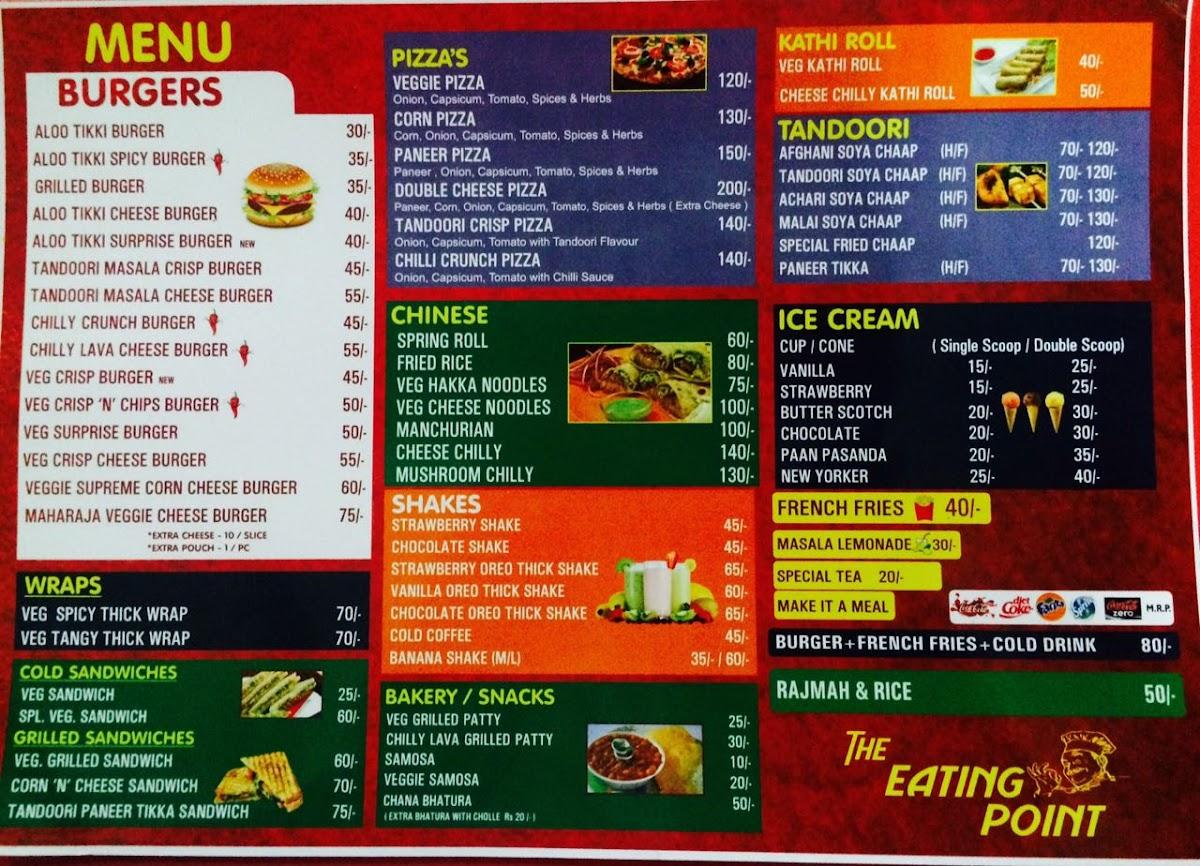 Menu at The Eating Point, Banur