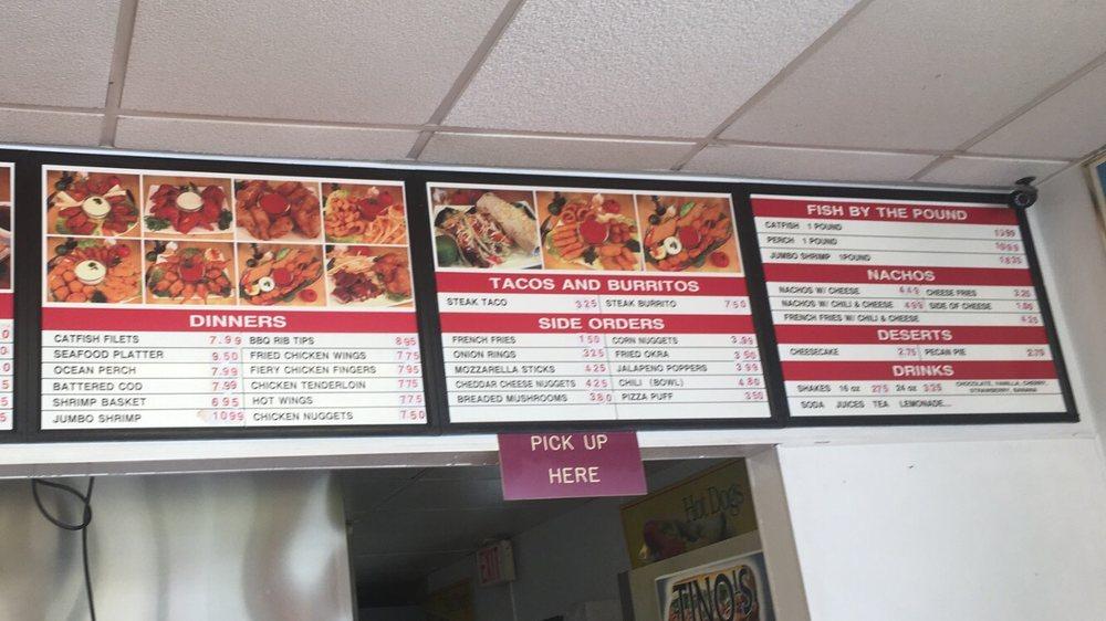Menu at Tino's Carry Out restaurant, Racine, Washington Ave