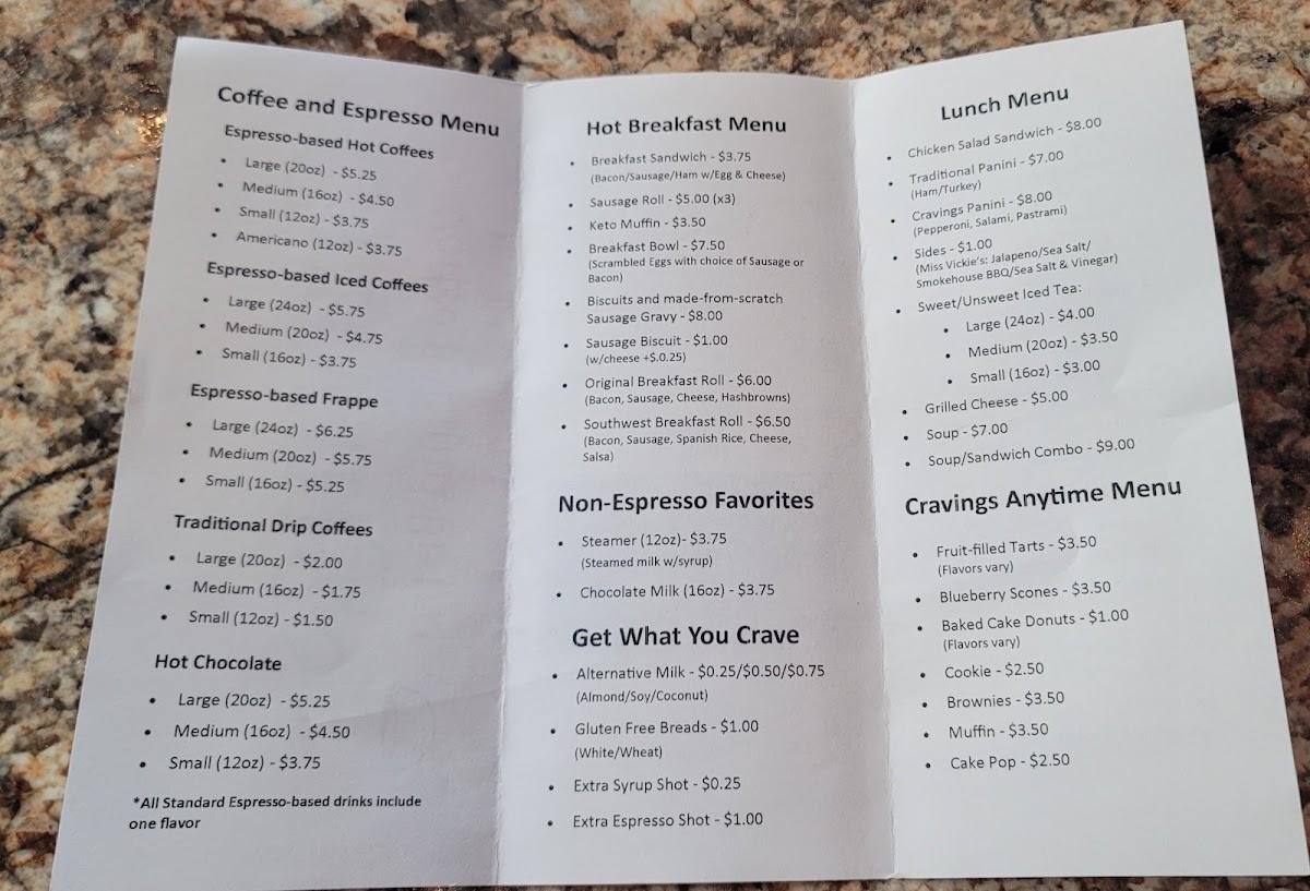 Menu at Cravings Coffee Bar and Bistro, East End