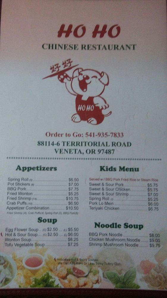 Carta de Ho Ho Chinese Restaurant, Veneta