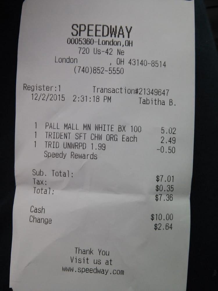 Menu at Speedway restaurant, London, 720 Us Highway 42 Northeast