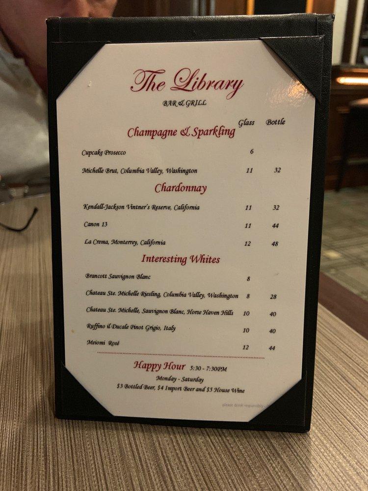 Menu at The Library Bar & Grille, Grapevine