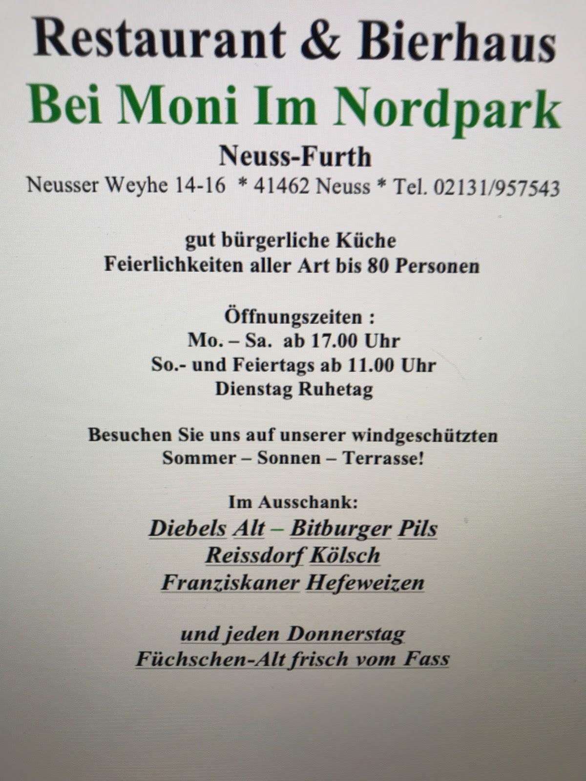 Speisekarte von Bei Moni Im Nordpark Restaurant, Neuss