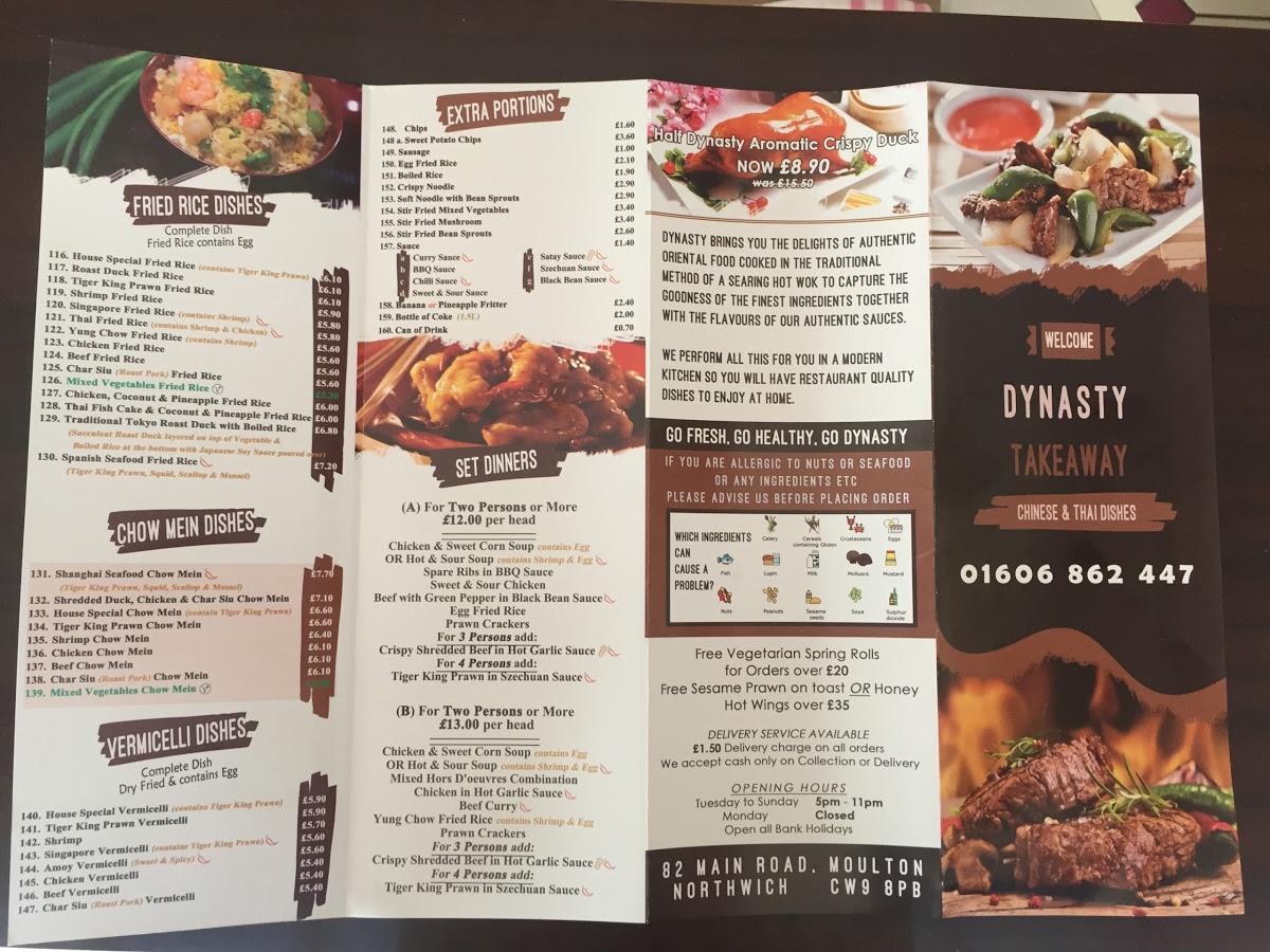 Menu at Dynasty restaurant, Northwich