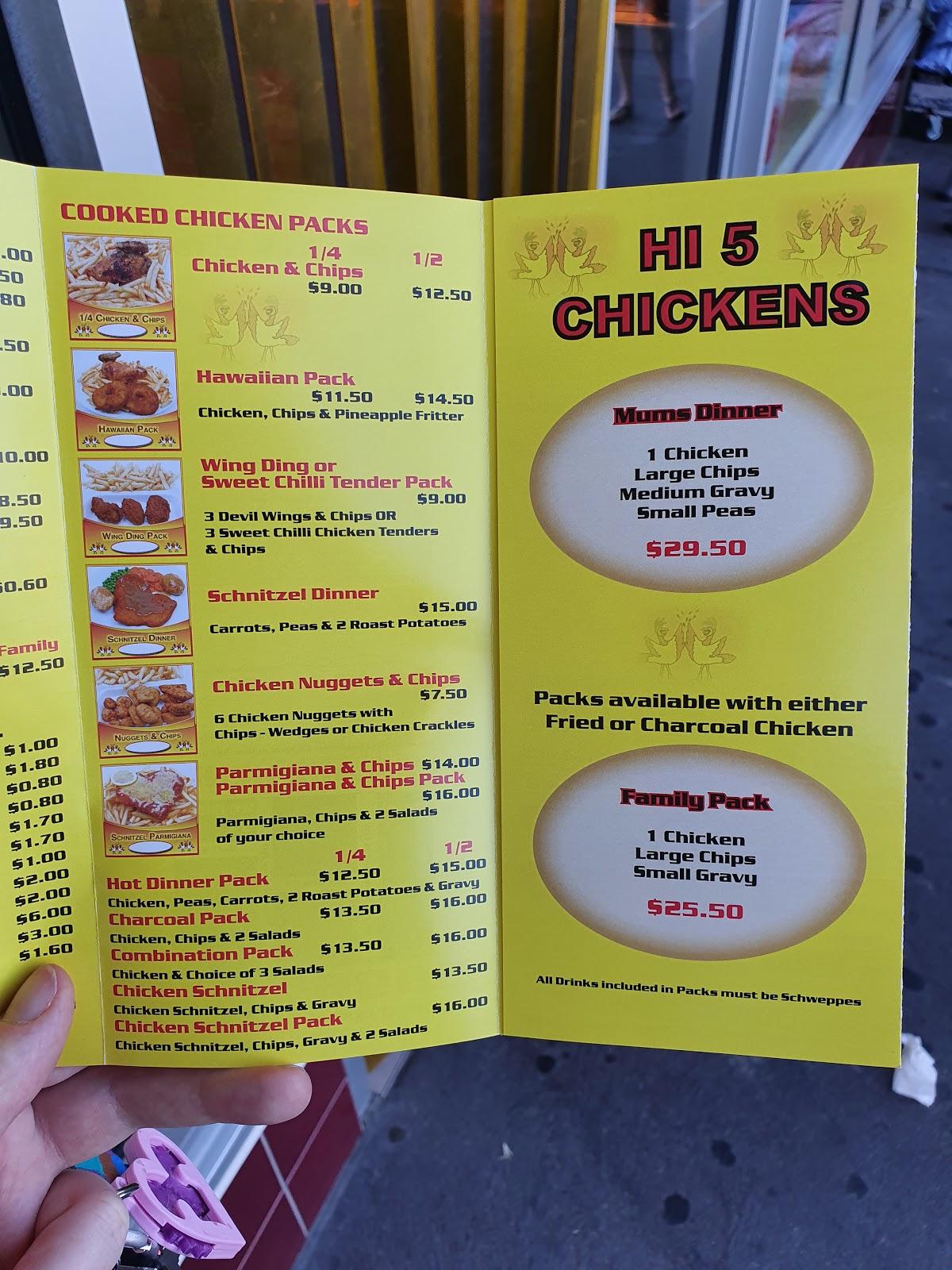 Menu at Hi5 Chicken restaurant, Cranbourne West