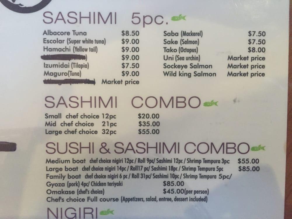 Menu at Makoto Japanese Restaurant, Eugene