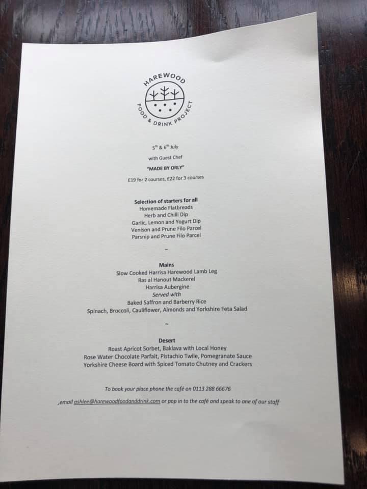 Menu at Muddy Boots Cafe, Leeds