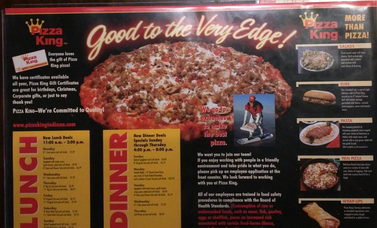 Menu at Pizza King pizzeria, Summitville