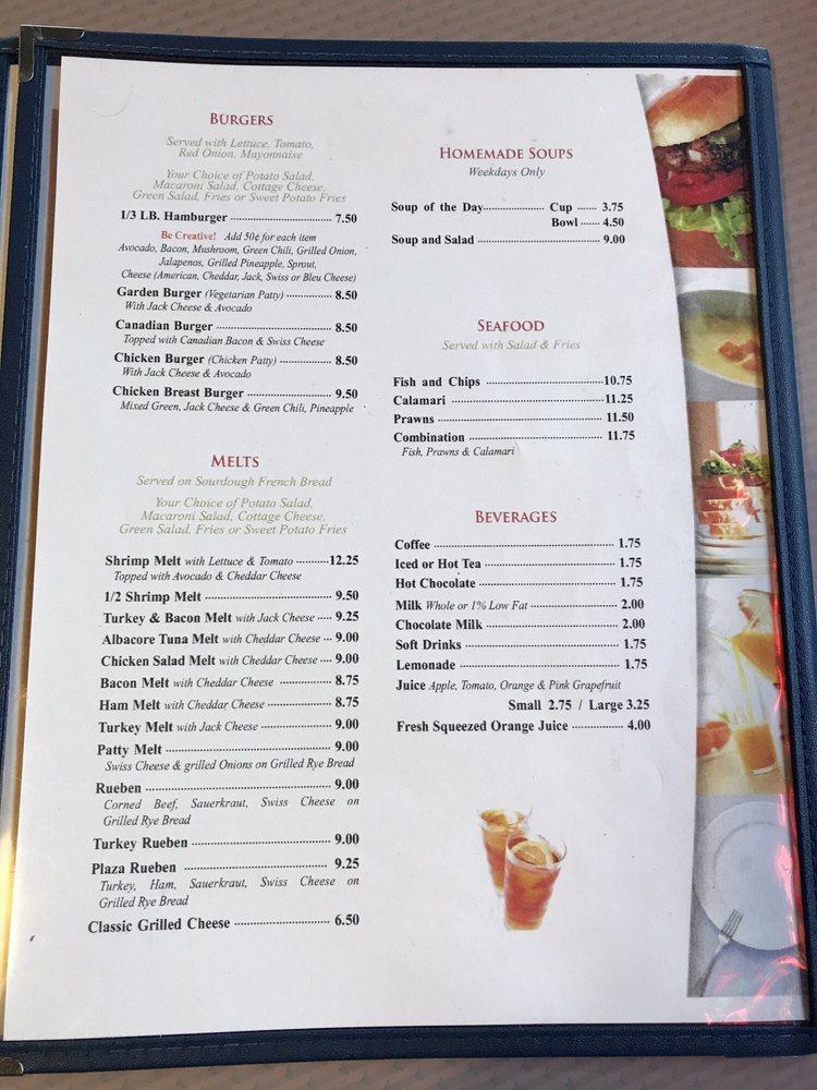Carta de Plaza Cafe, Pleasant Hill, Contra Costa Blvd