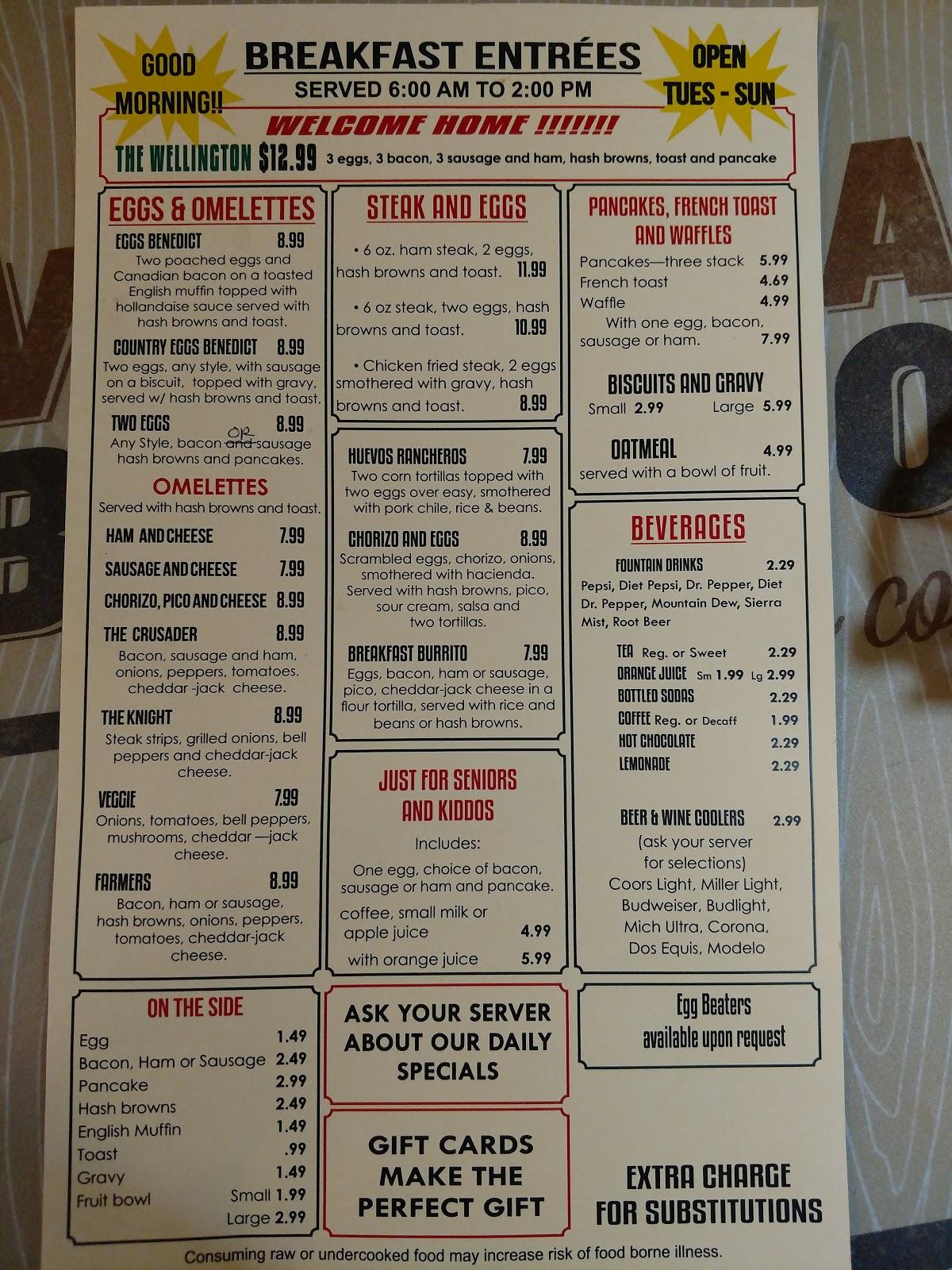 Menu at El Chile Verde restaurant, Wellington