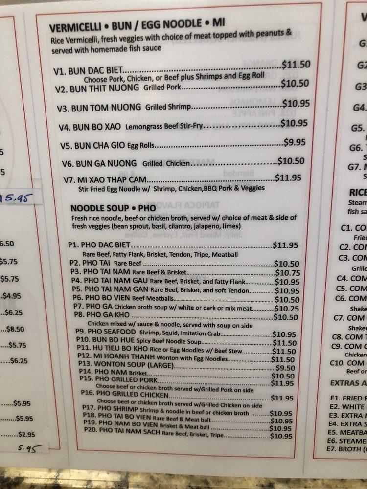 Menu at Kim's Pho & Grill Louetta restaurant, Houston