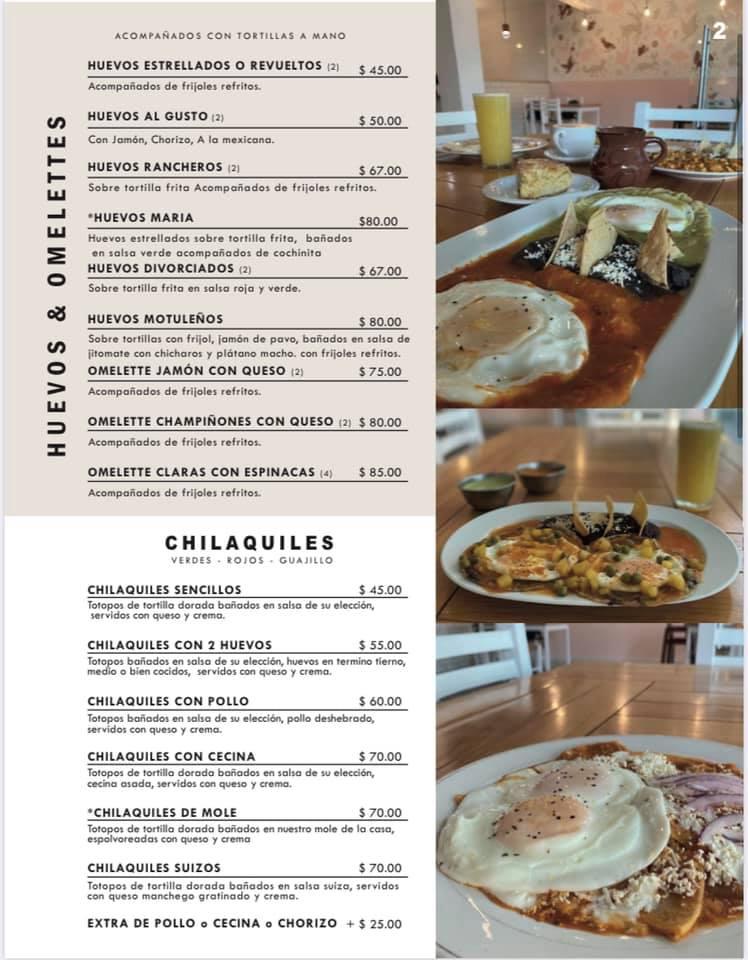 Carta del restaurante Querida María, Chilpancingo del los Bravo