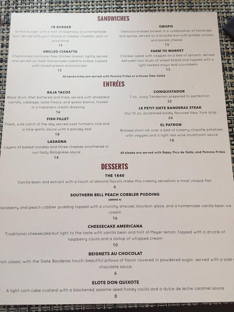 Menu at Siete Banderas pub & bar, Laredo