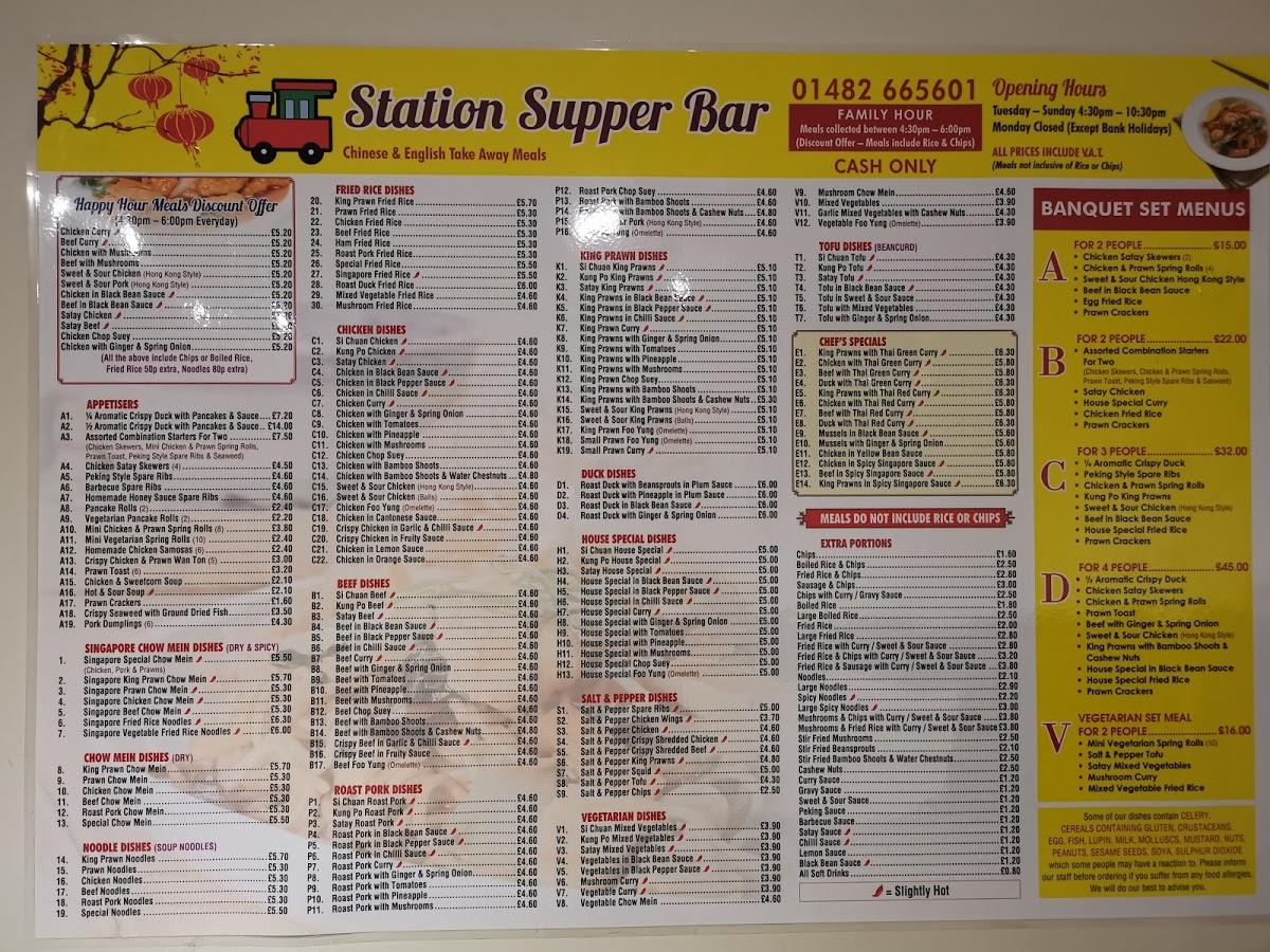 Menu at Station Supper fast food, Brough