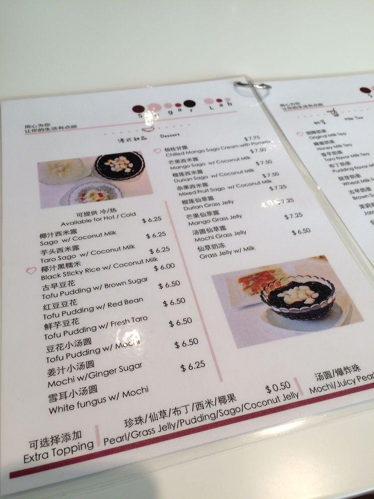 Menu at Sugar Lab Pancake House desserts, Burnaby