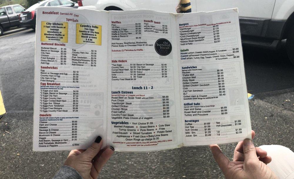 Menu at The Buttered Biscuit restaurant, Waynesville