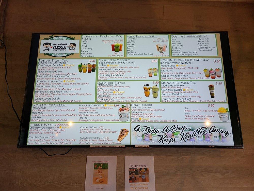 Menu at Moshi Moshi Boba Cafe, Greensboro