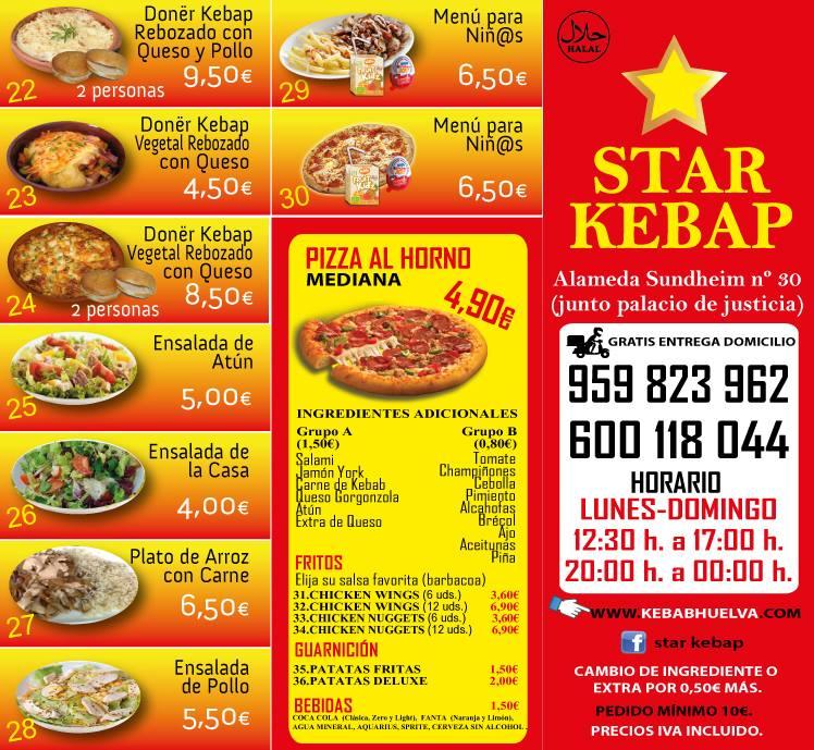 Menu at STAR KEBAP restaurant, Huelva, Alameda Sundheim