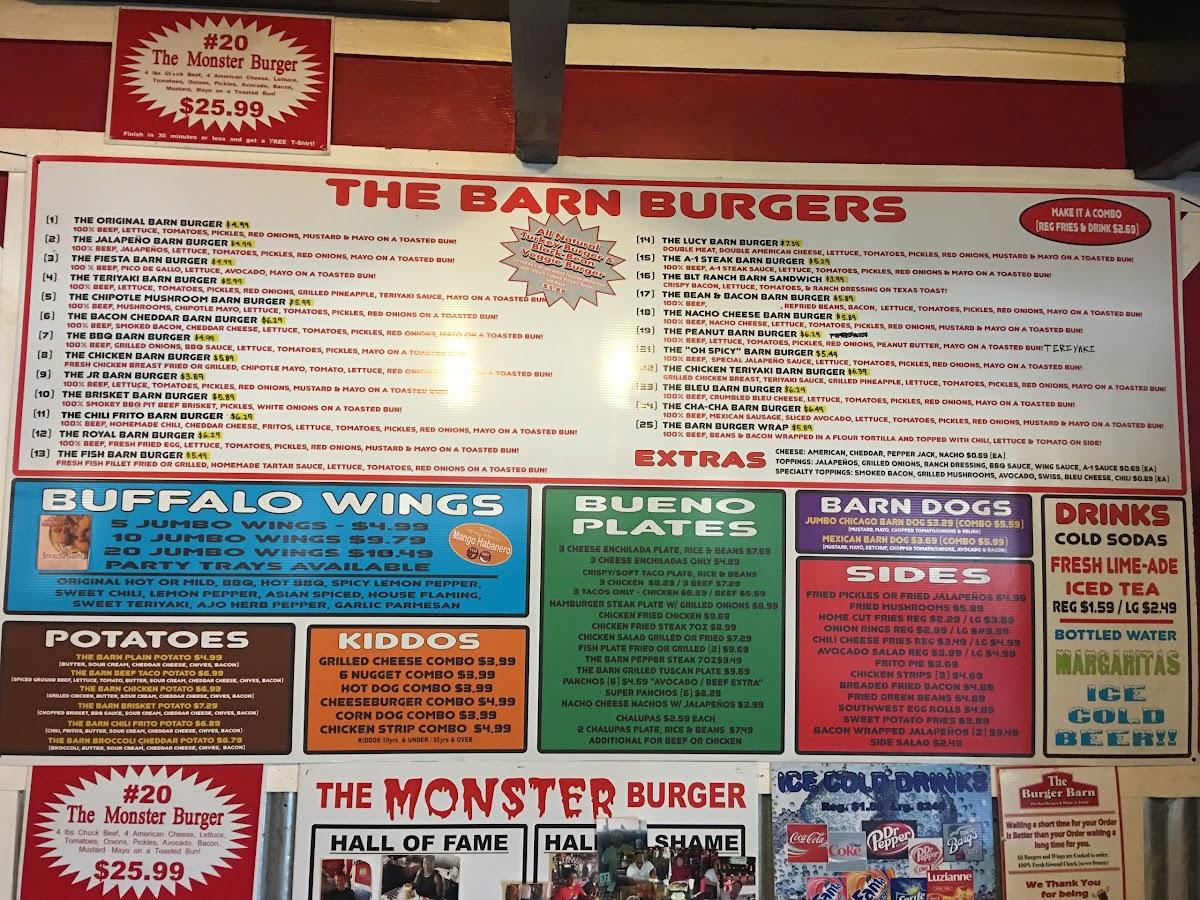Menu at The Burger Barn, Manvel, Hwy 6