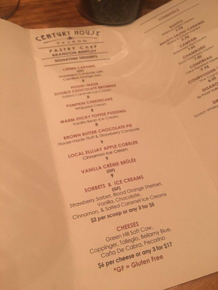 Menu at Century House pub & bar, Woodstock