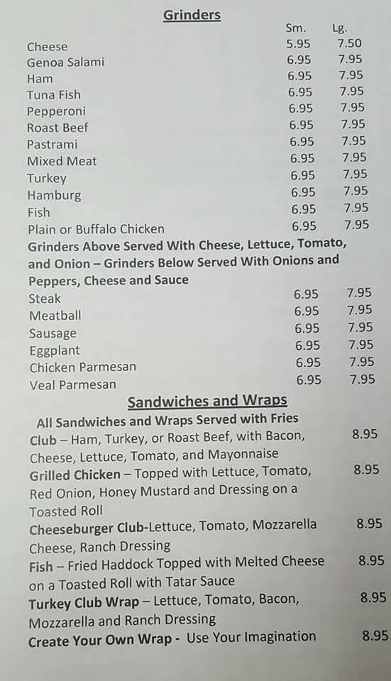 Menu at Christo's Famous Pizza pizzeria, North Adams