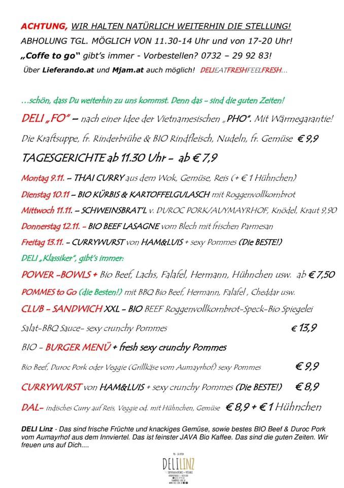 Speisekarte von Deli Linz + Friends restaurant, Linz