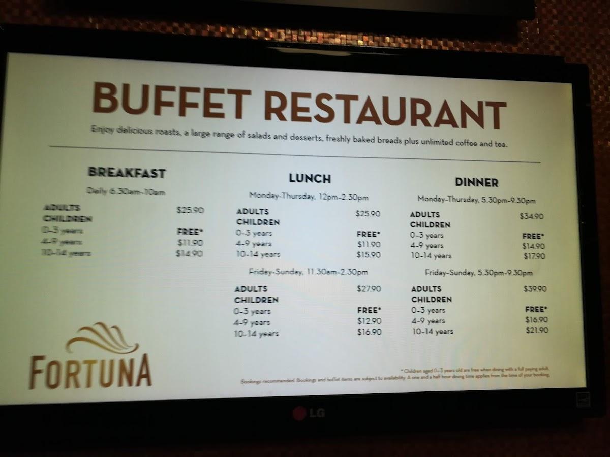 Menu at Fortuna Buffet Restaurant, Auckland