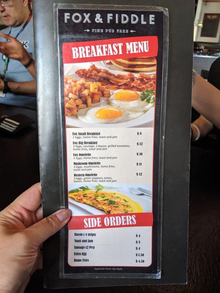 Menu at Fox and Fiddle pub & bar, Toronto, 4946 Dundas St W