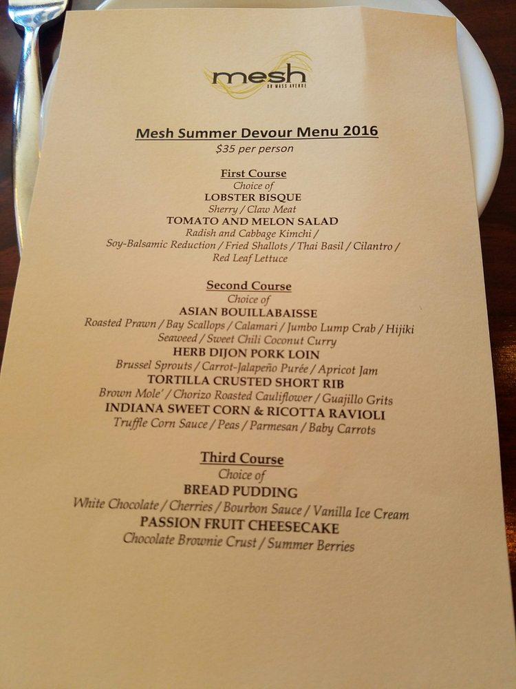 Menu at Mesh - Indianapolis steakhouse, Indianapolis