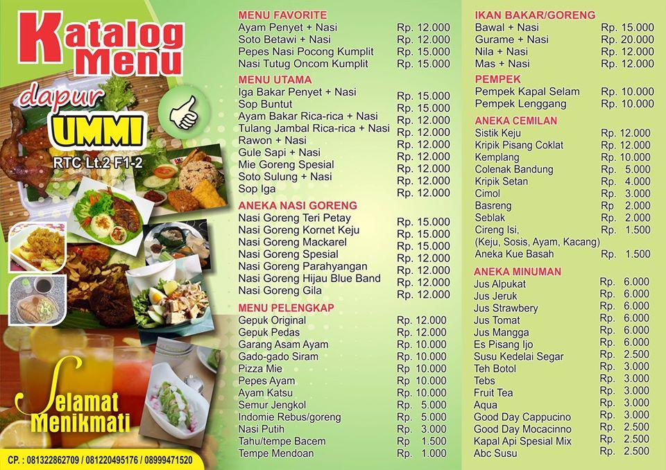 Menu at MIE WORLD restaurant, Bandung