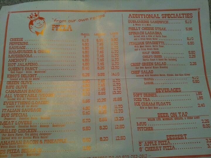 Menu at Pizza King pizzeria, Longview, E Marshall Ave
