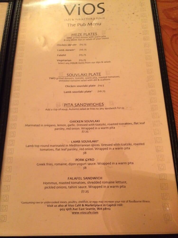 Menu at Third Place Books Ravenna pub & bar, Seattle