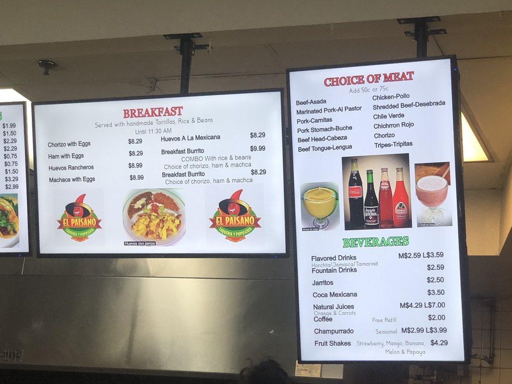 Menu at El Paisano restaurant, Reno, Silverada Blvd