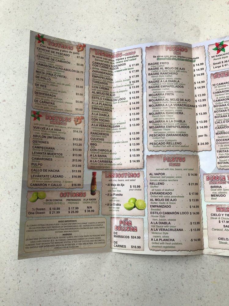 Menu at Mariscos El Camaron Loco #1 restaurant, Riverside