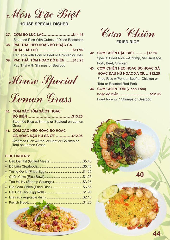 Menu at Pho Tan restaurant, Winter Haven