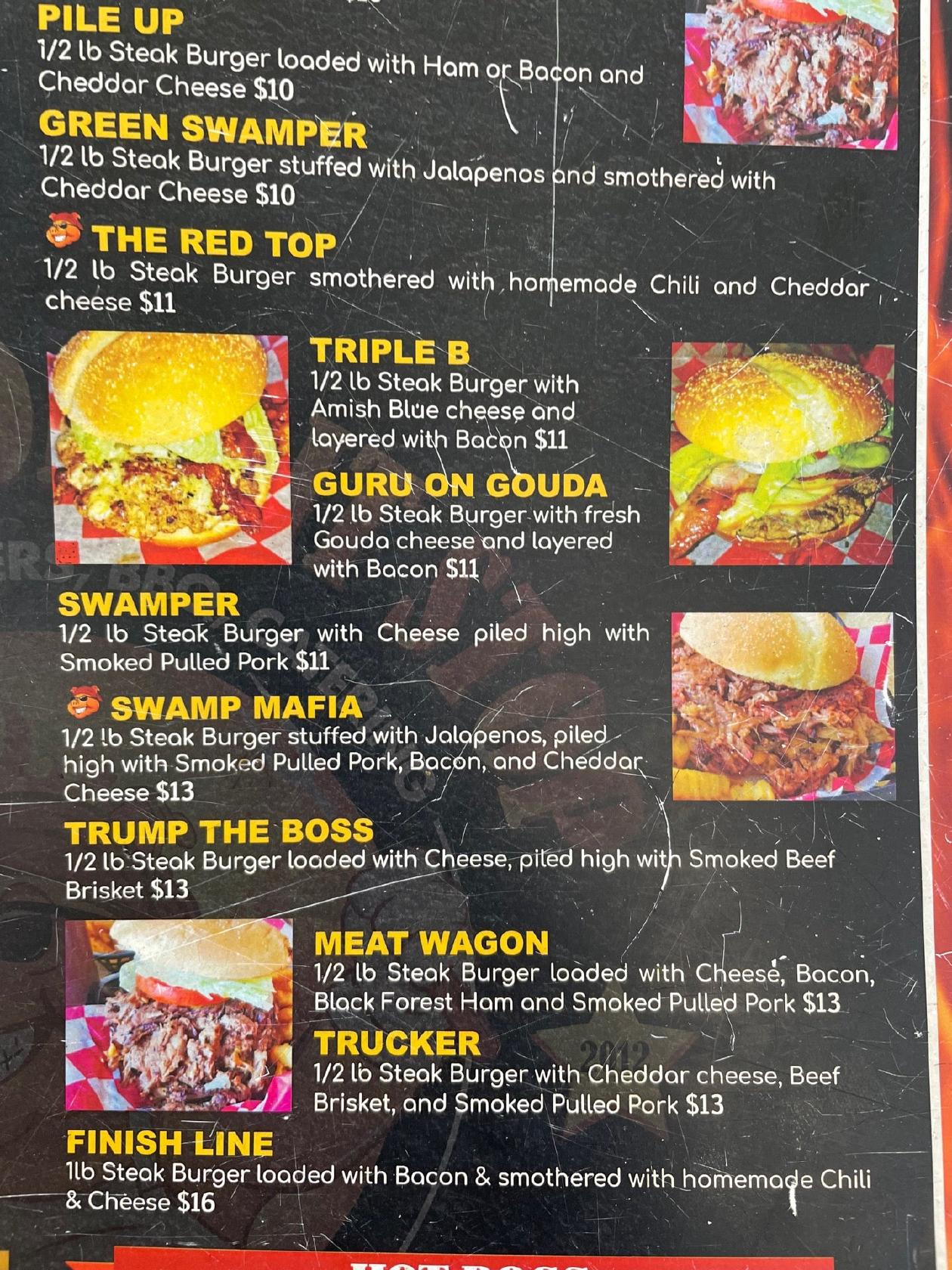 Menu at The Red Top Pit Stop BBQ, Lakeland, US Hwy 98 N
