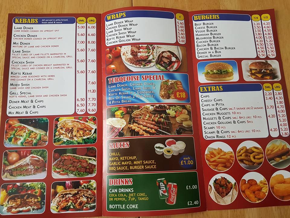 Menu at Joseph's Kebab Shop fast food, Bodmin
