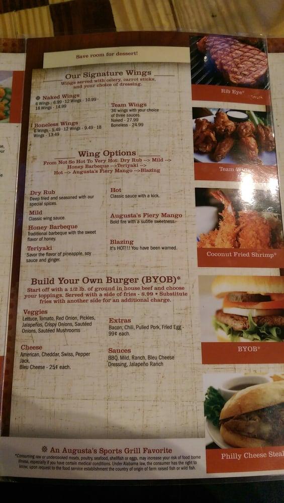 Menu at Augusta's Sports Grill pub & bar, Cullman