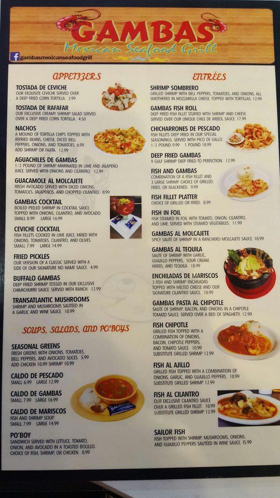 Menu at Gambas Seafood Grill pub & bar, Edinburg