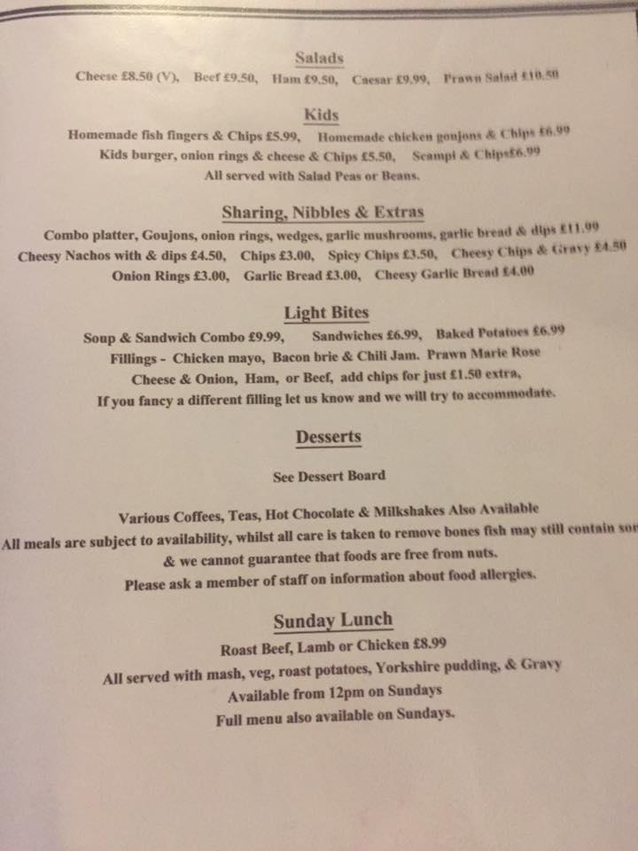 Menu at Greyhound Inn pub & bar, Bothel and Threapland, A595