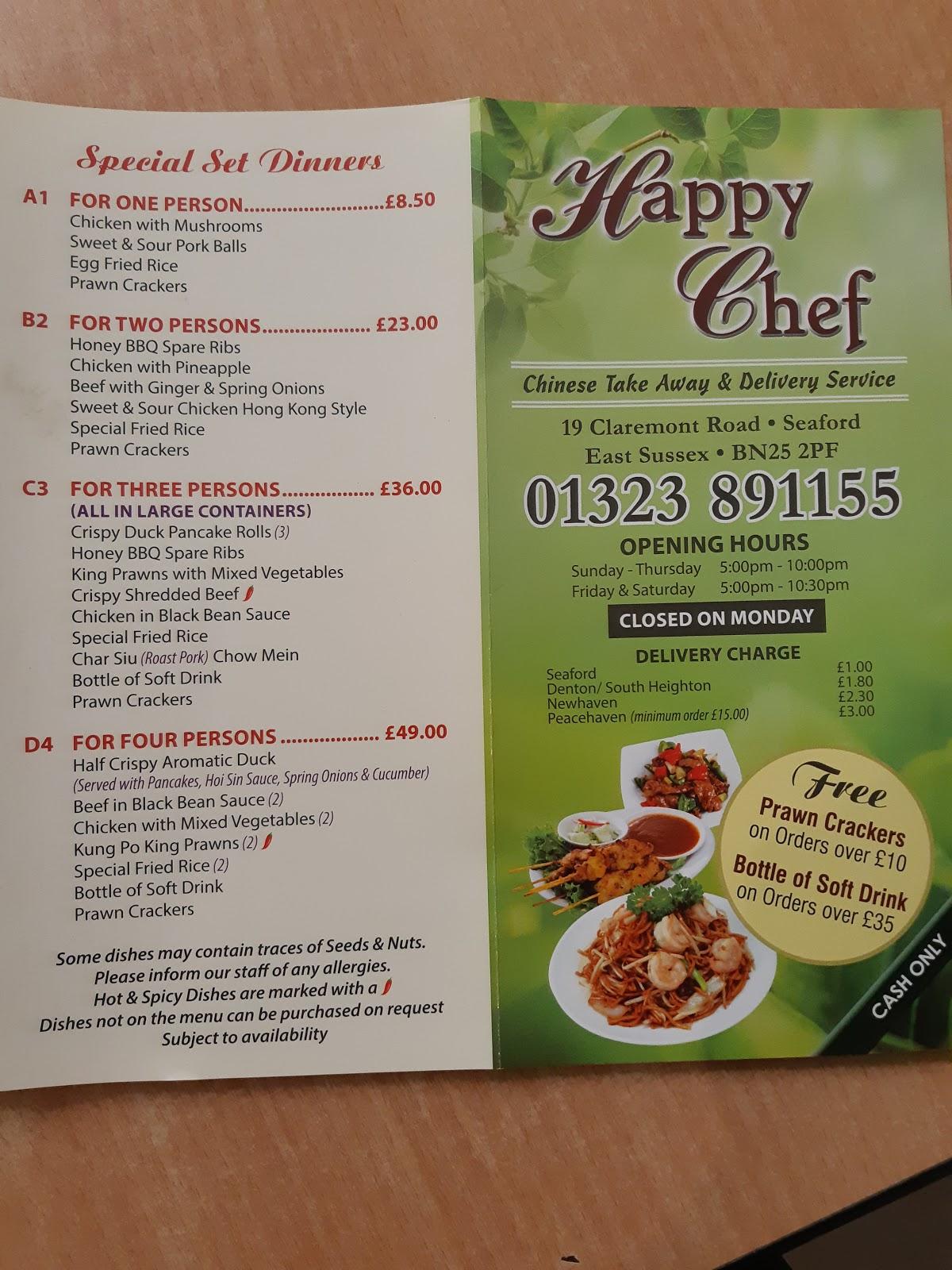Menu at The Happy Chef Chinese fast food, Seaford